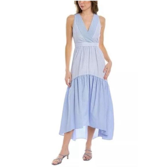 Maison Tara | Dresses | Maison Tara Blue White Striped Tiered High Low ...